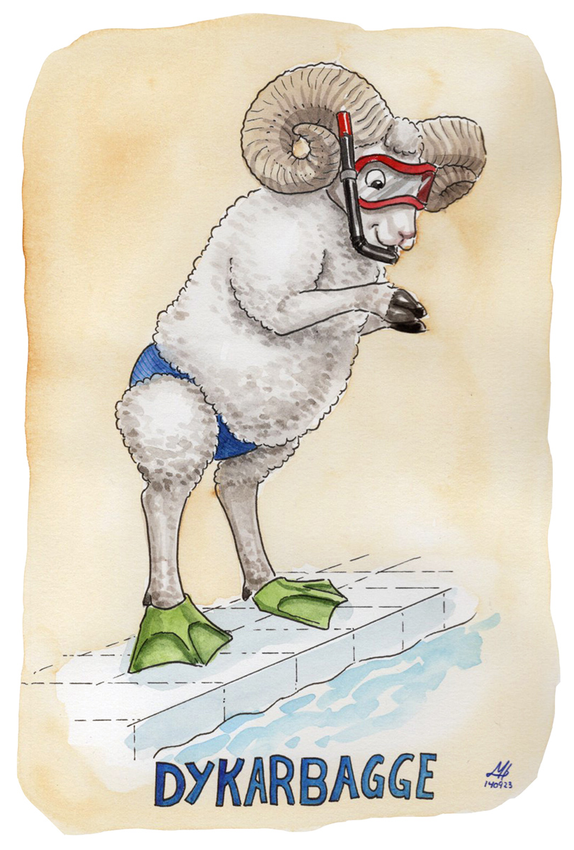 Dykarbagge - illustrerad ordvits - Bokstavligt målat