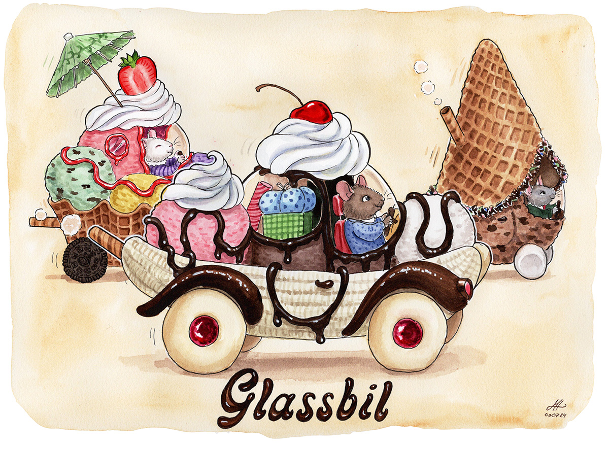 Glassbil - illustrerad ordvits - Bokstavligt målat